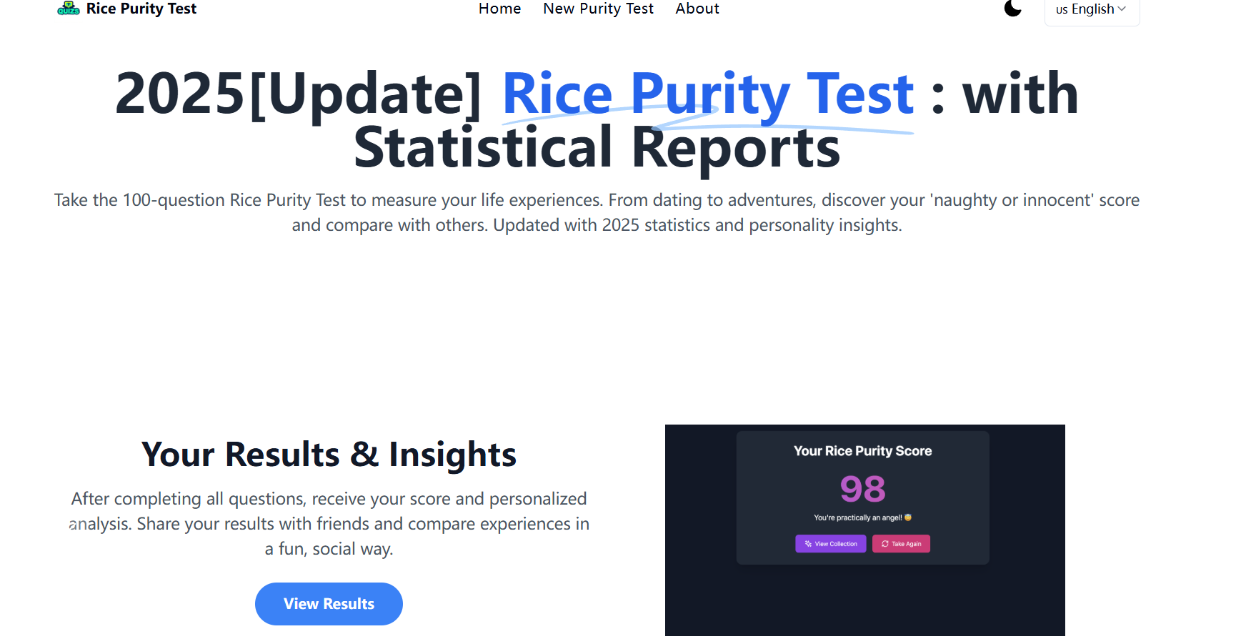 2025[Update] Rice Purity Test with Statistical Reports